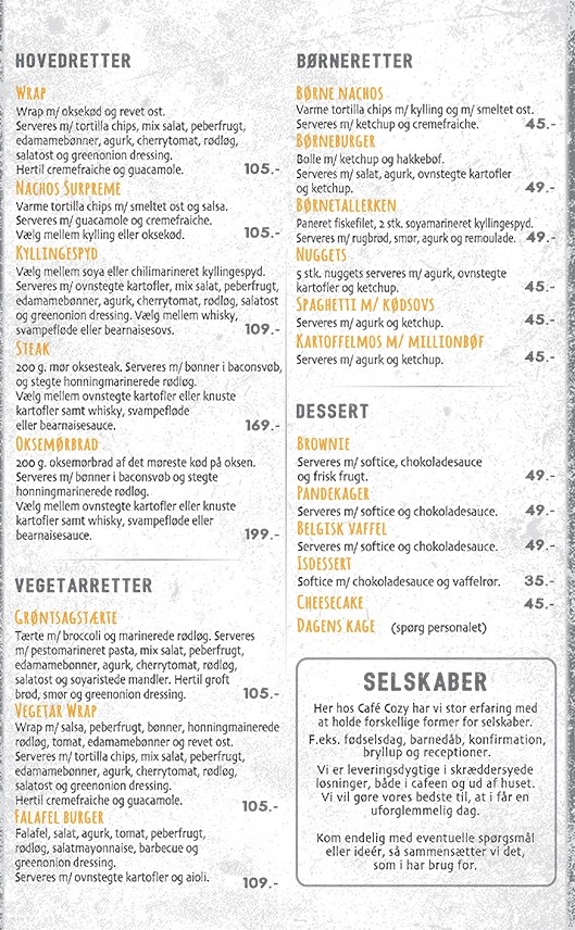 Menukort | Café i Hedensted tilbyder mad med hygge | Book bord!