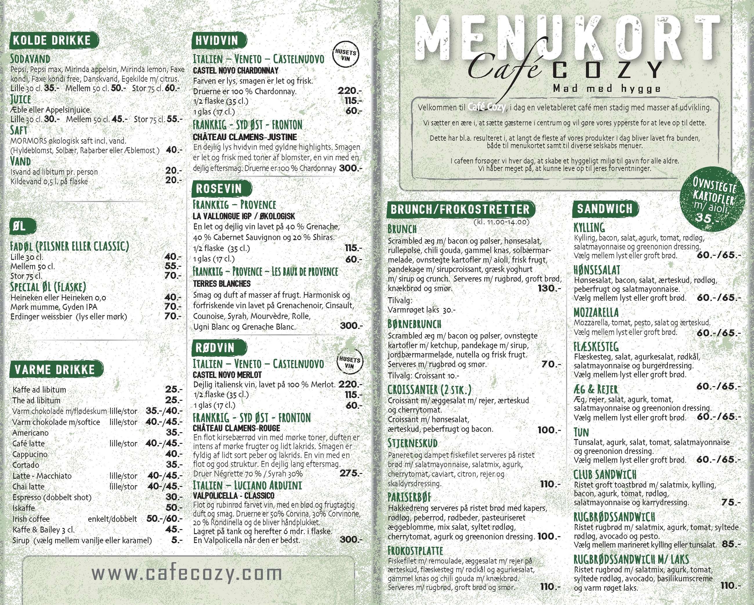 Menukort | Café i Hedensted tilbyder mad med hygge | Book bord!