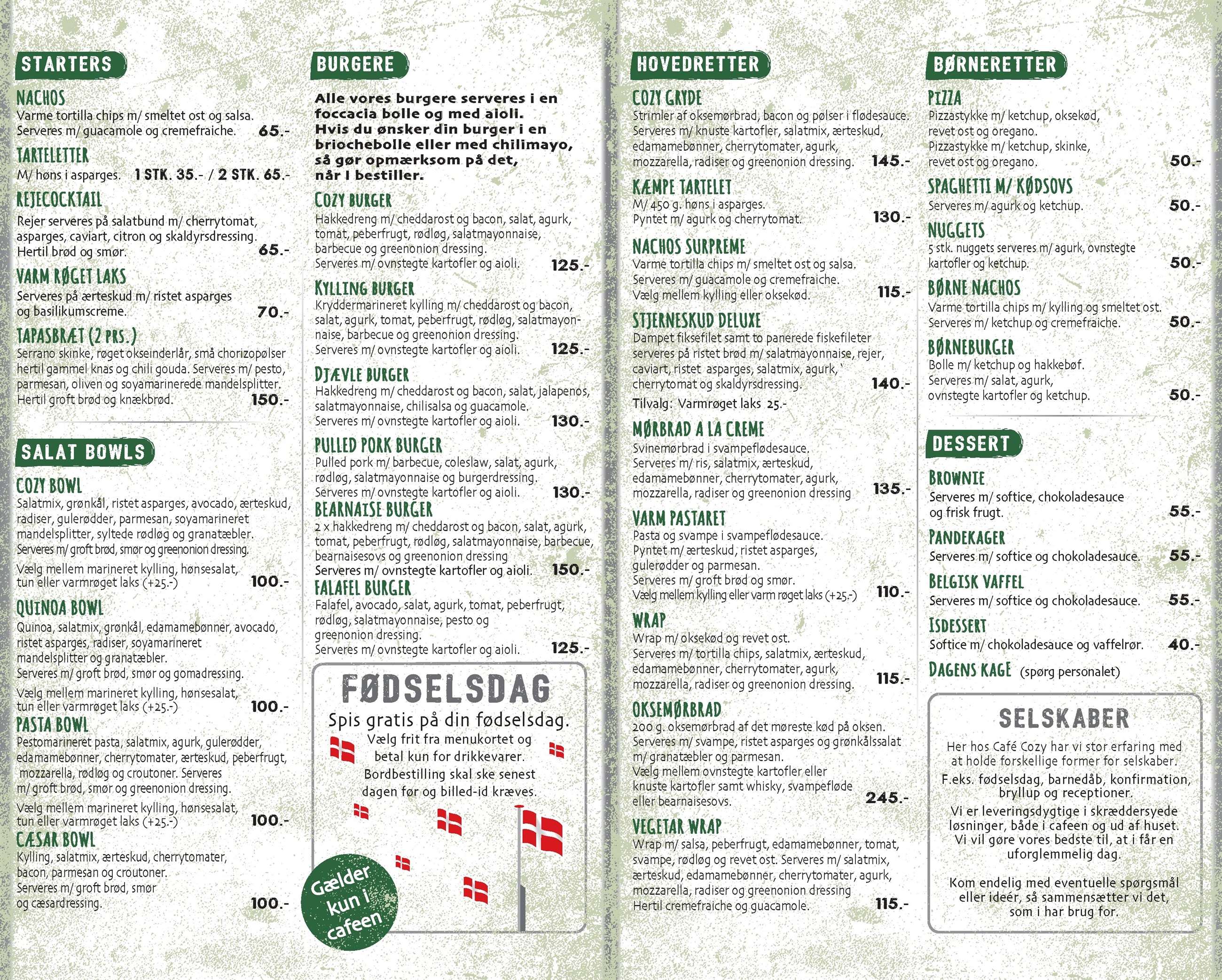 Menukort | Café i Hedensted tilbyder mad med hygge | Book bord!